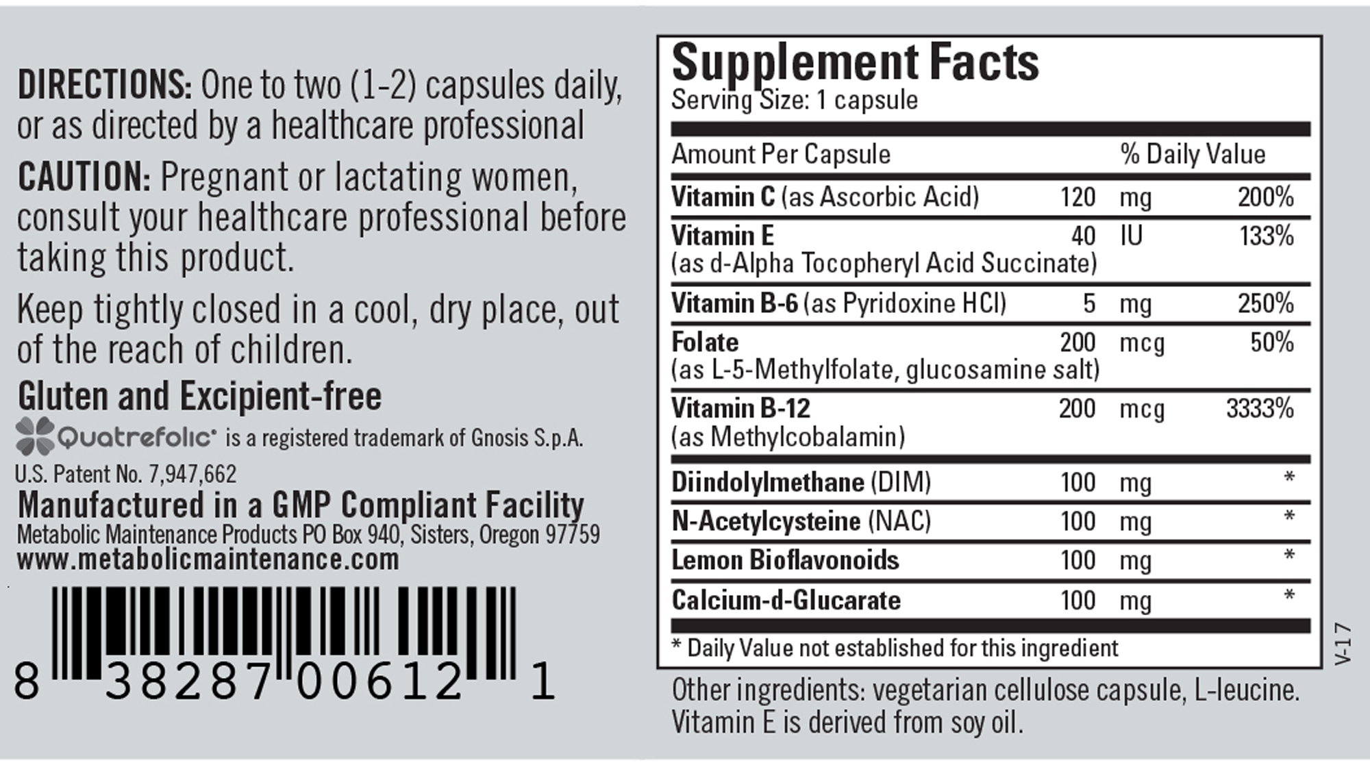 Metabolic Maintenance DIM Complex Diindolylmethane w/ Cofactors (100mg ...