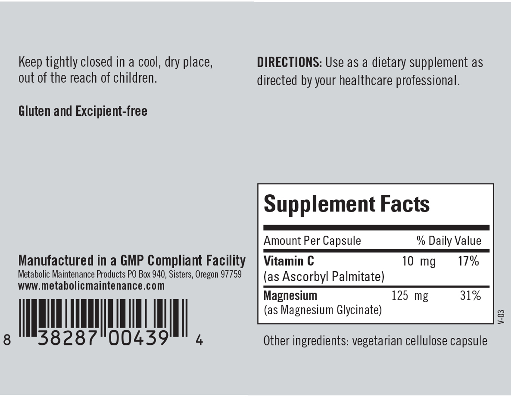 Metabolic Maintenance Magnesium Glycinate - 180 Capsules|Oakway Naturals