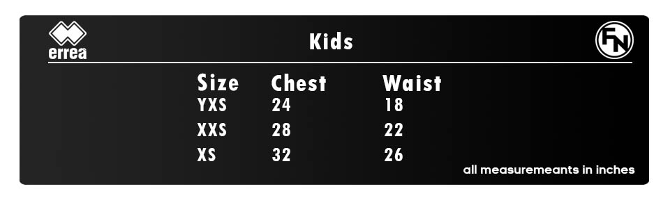 Errea Teamwear Size Guide | thefootballnation.co.uk