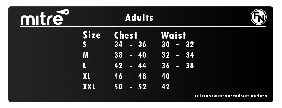 mitre Teamwear Size Guide | thefootballnation.co.uk