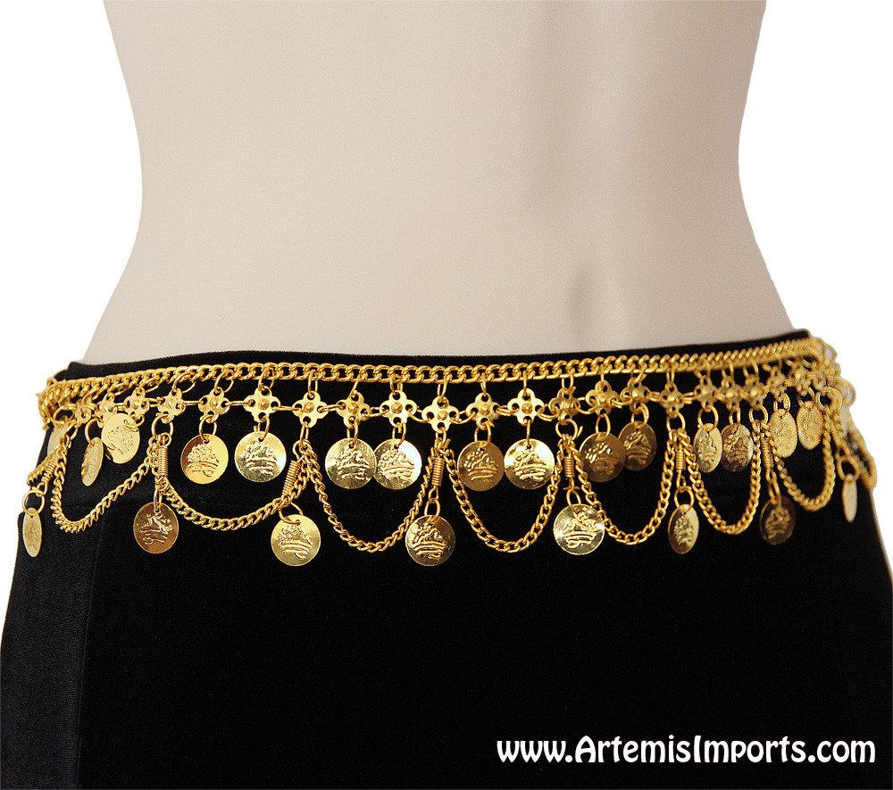 Belly Dance Belt With Loops And Coins Gold Or Silver Artemis Imports