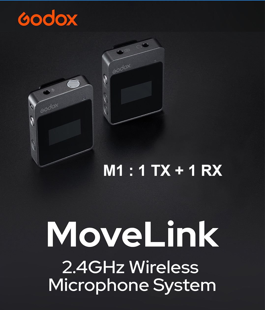 Godox MoveLink M1 2.4GHz Wireless Microphone Kit (1 TX + 1 RX) for ...
