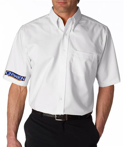 Cinnabon Men's Short Sleeve White Oxford Shirt with Logo - AAFES ...