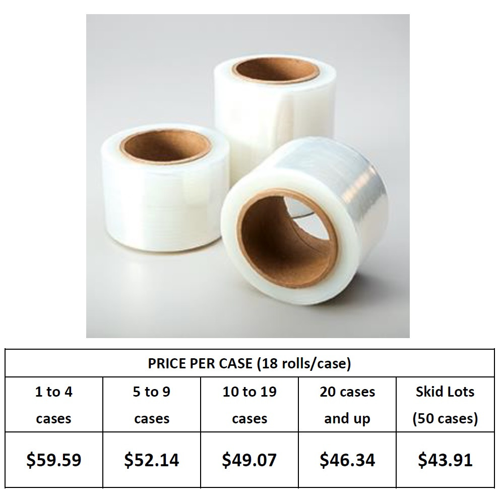 Stretch Banding Film, 3" wide, 120 gauge, 700'/roll, 18 rolls/case