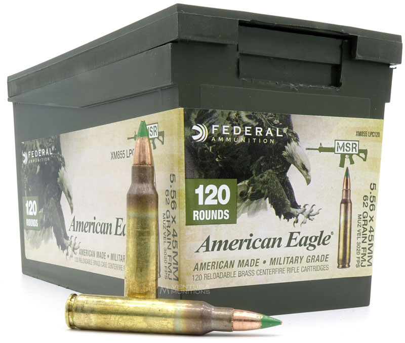 Federal American Eagle 5.56x45 62gr XM855 Mini Ammo Can - 120 Rounds ...