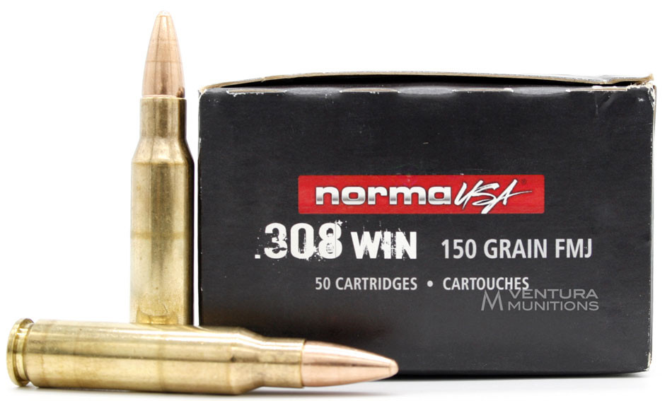 Norma USA 308 Win 150gr FMJ Ammo - 50 Rounds - Ventura Munitions