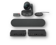 Logitech Rally Plus Solution including two speakers and two mic pods