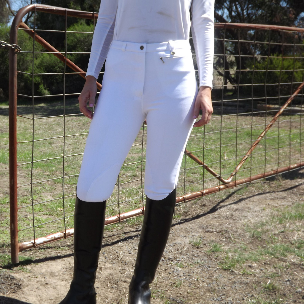Ladies Plain White Riding Jodhpurs | Unicorn Equestrian