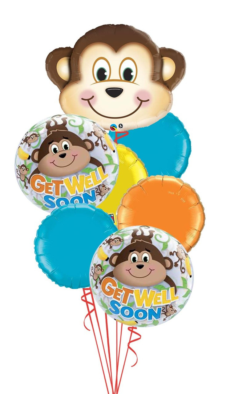 Happy Monkey Get Well Soon Bouquet - M & M Balloon Co. of Seattle