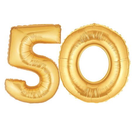 50 Gold Megaloons - M & M Balloon Co. of Seattle