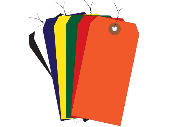 Pre-Wired Colored Vinyl Plastic Shipping Tags #5, 4 3/4" x 2 3/8" Case ...