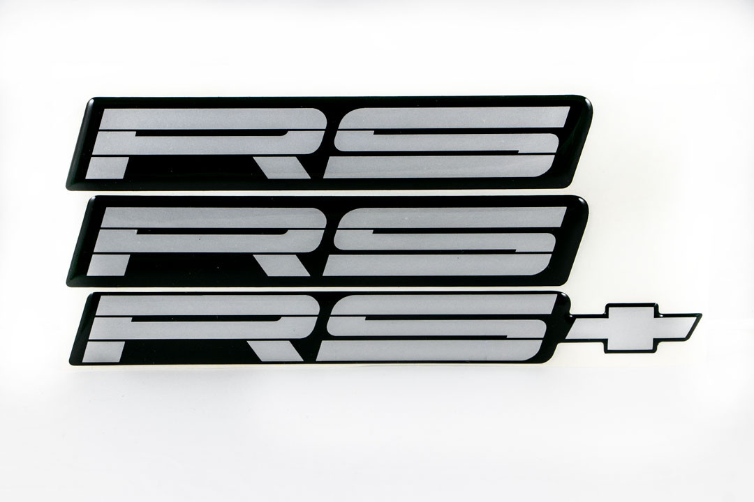 91-92 Camaro RS Silver Emblem, Set, Aftermarket - Hawks Third Generation