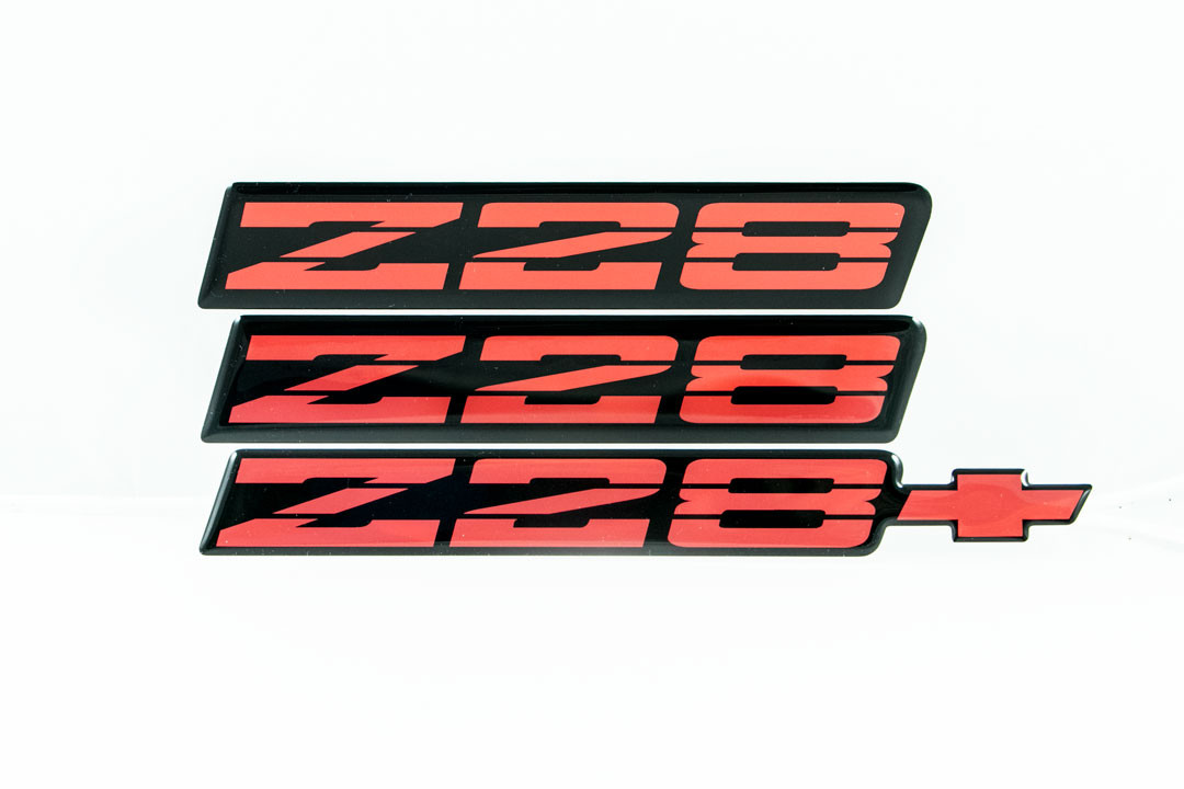 Automotive Black & Red 3rd Gen Camaro RS Emblem Set Rocker Bumper Parts ...