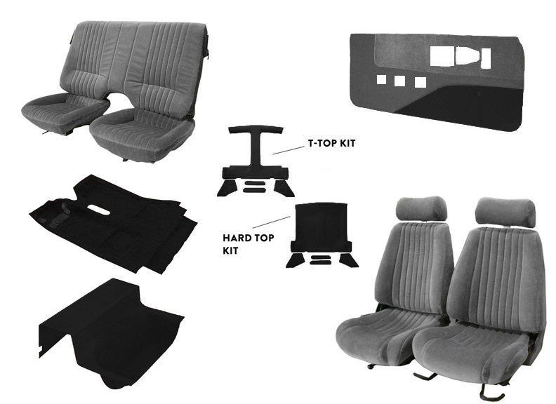 85-90 Trans Am/ Firebird Charcoal Encore Cloth Interior Kit - Hawks ...