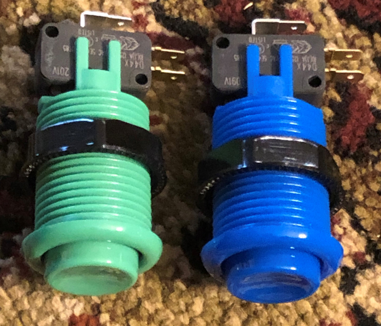 Pushbutton with Horizontal Microswitch - Blue or Green - Arcade Adventures