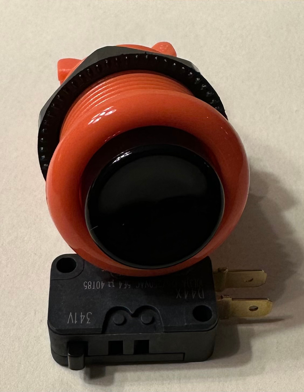 Orange Outside Black Inside Pushbutton with Horizontal Microswitch - Arcade Adventures