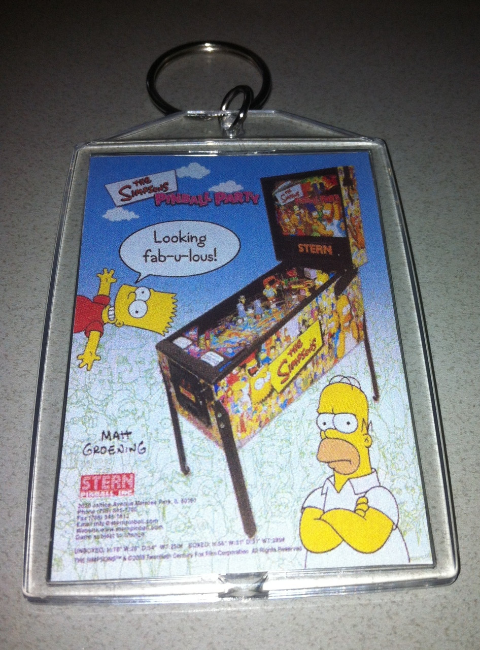Stern THE SIMPSONS Pinball Party Pinball Machine Key Chain Flyer ...