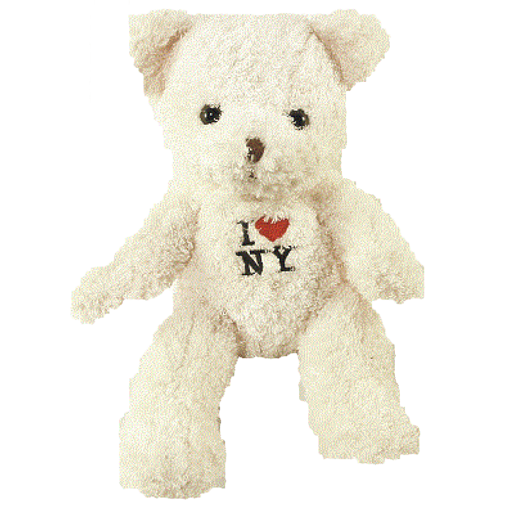 I Love NY Cream Medium Sized Hairy Plush Teddy Bear