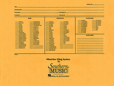 Musidex Band/Orchestra Concert Size Filing Envelope - Audubon Strings, LLC