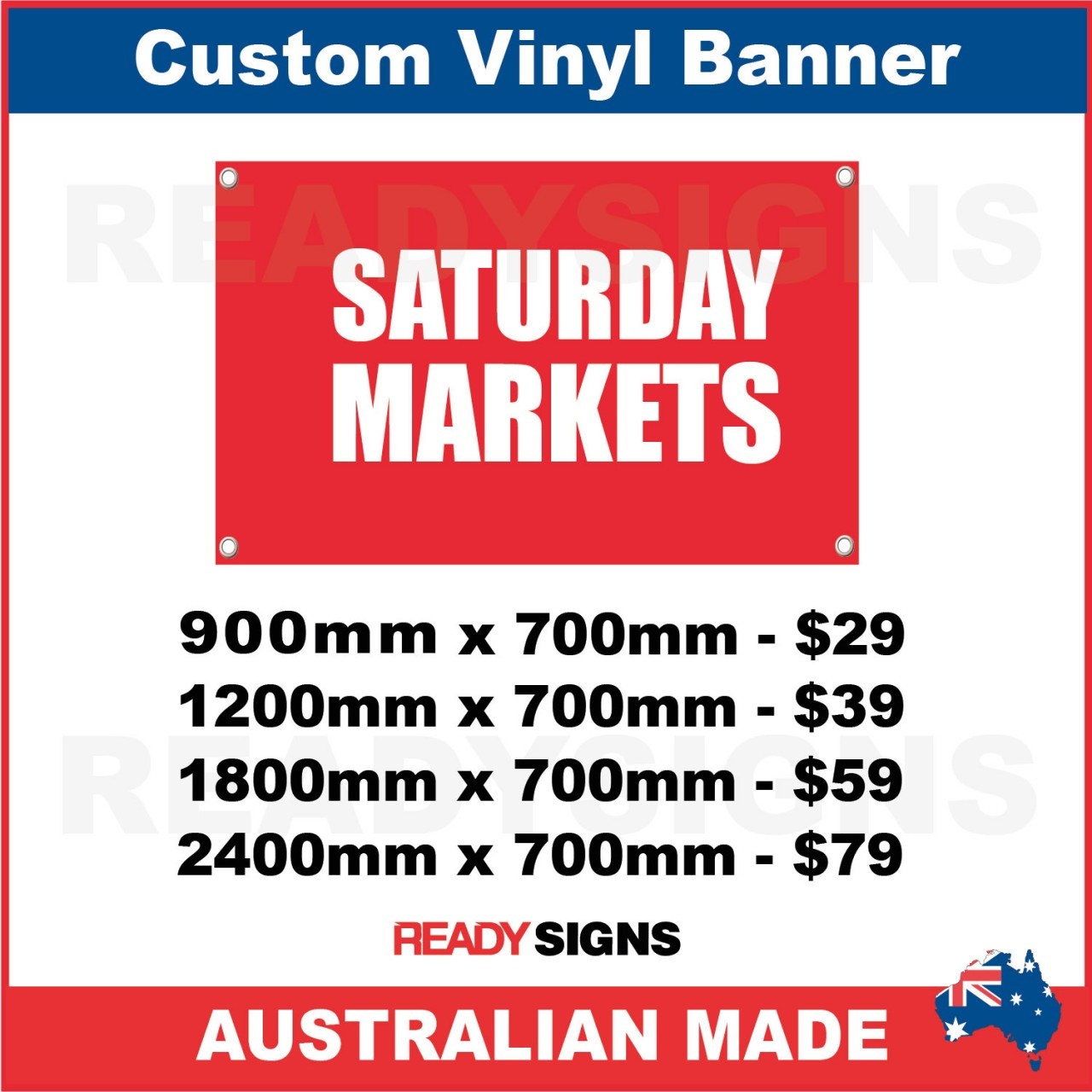 SATURDAY MARKETS - CUSTOM VINYL BANNER SIGN - Australian Made ...