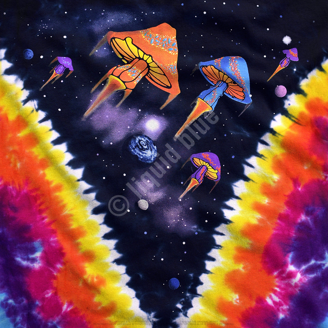 Light Fantasy Space Shrooms Tie-Dye T-Shirt Tee Liquid Blue