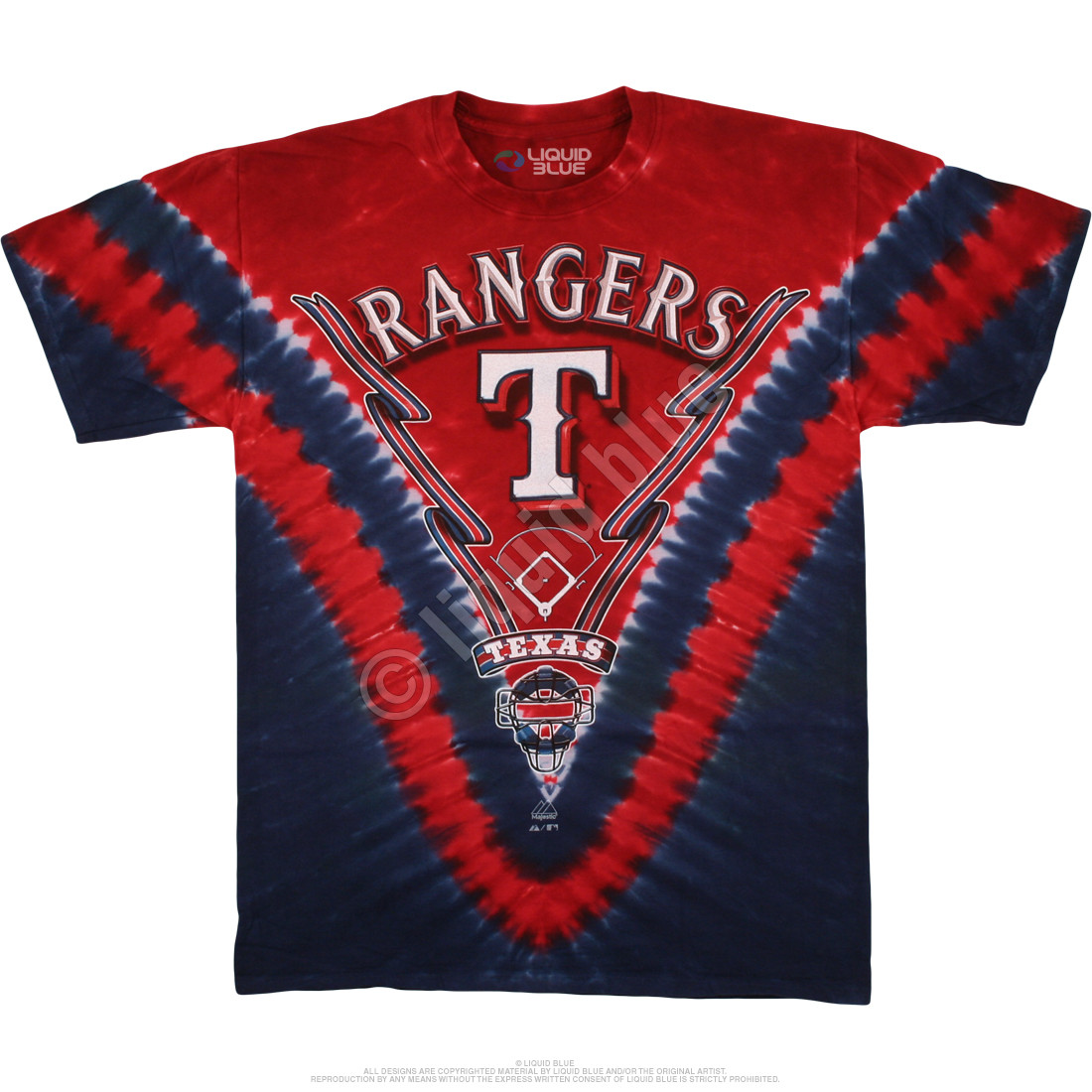 MLB Texas Rangers V Tie-Dye T-Shirt Tee Liquid Blue