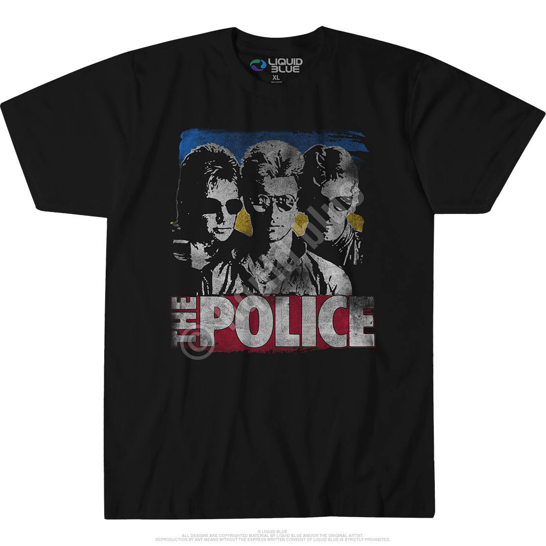 The Police Greatest Hits Black Athletic T-Shirt Tee Liquid Blue