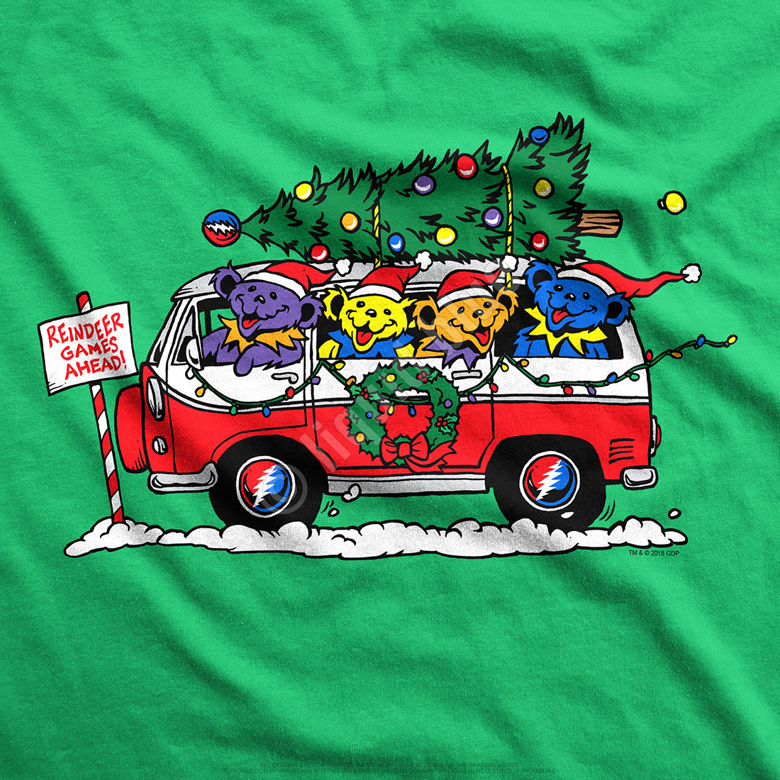 Grateful Dead Steal Your Christmas Tree Green Athletic T-Shirt Tee ...