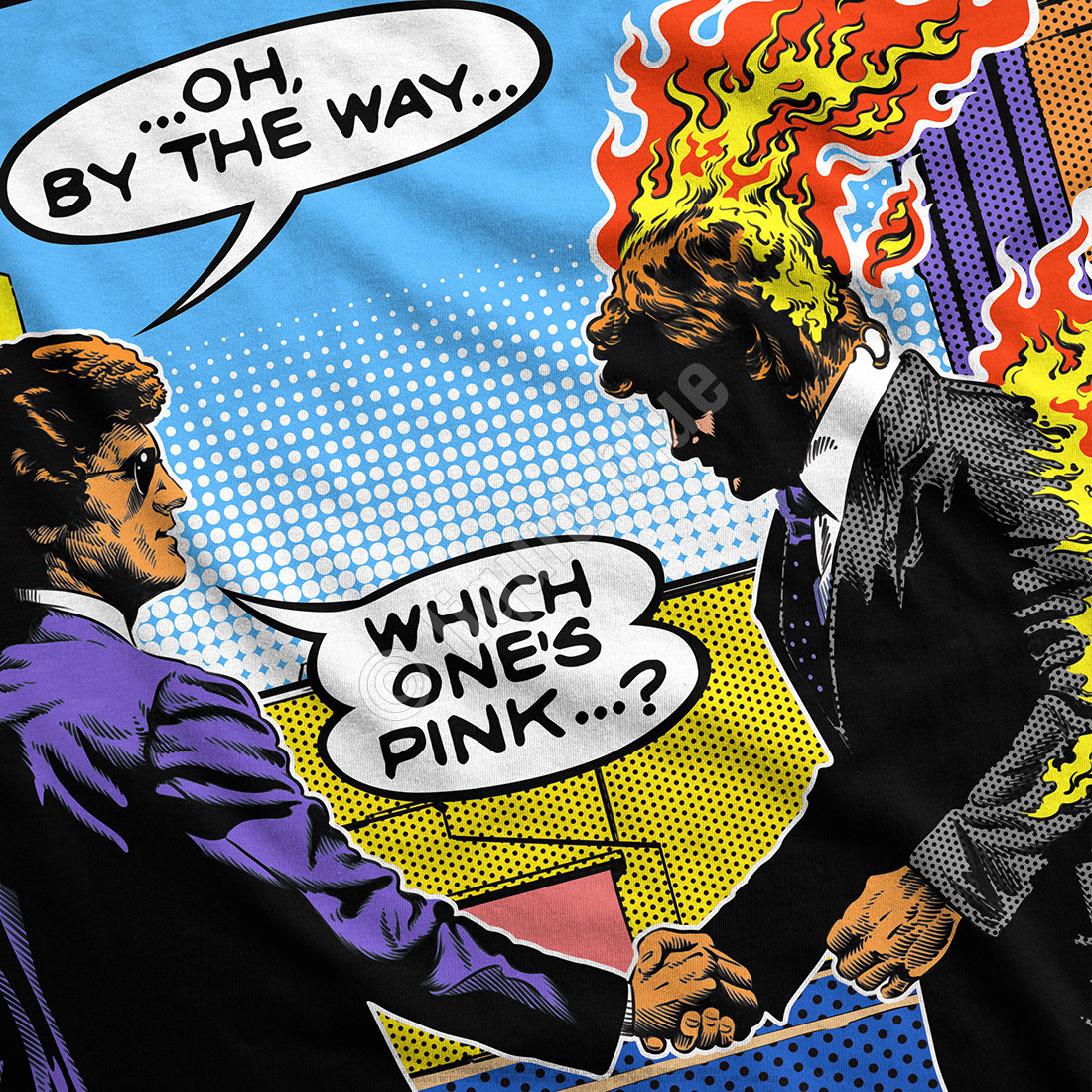 Pink WYWH Pop Art White T-Shirt Tee Liquid Blue