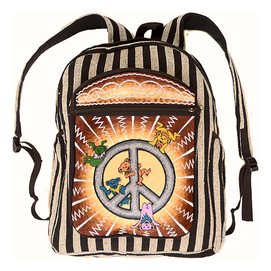 Grateful Dead Bear Hanging Peace Backpack Liquid Blue
