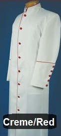 Women's Clergy Robe Creme with Red Trim