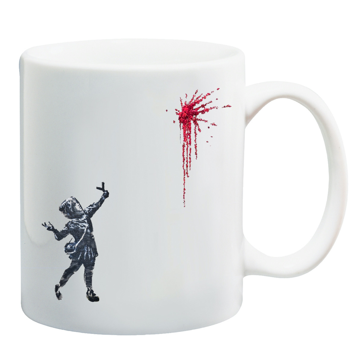 Girl Slingshot Flowers Mug The Banksy Shop