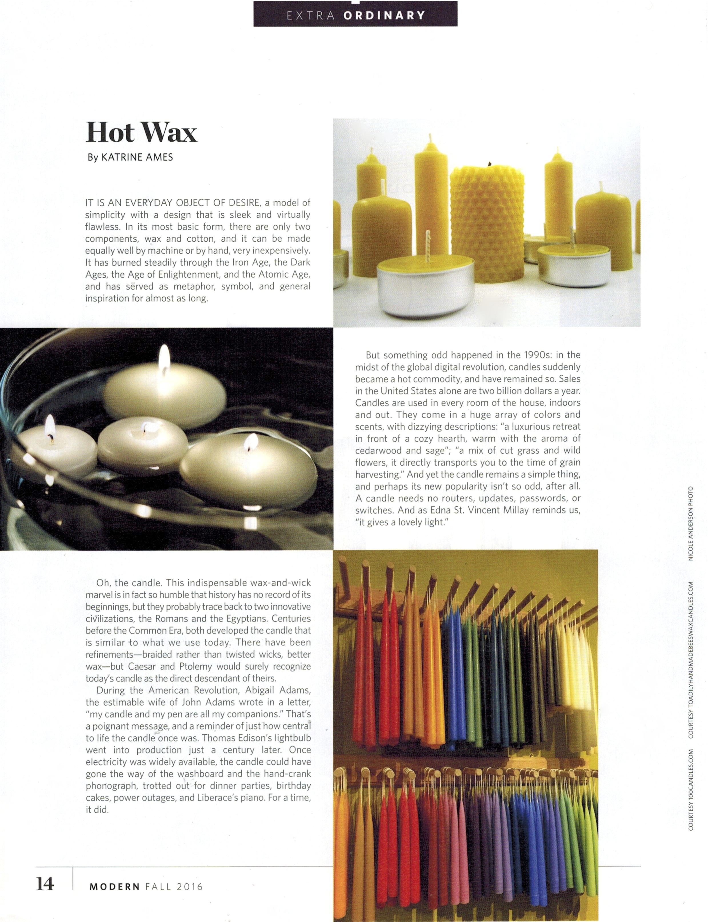 Our candles have been featured in the Fall issue of Modern Magazine ...