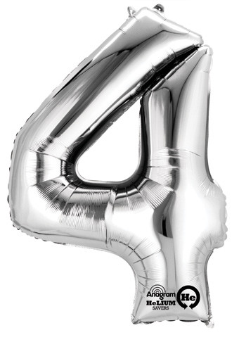 Anagram Giant Foil Number 4 Balloon Silver 36 Tall