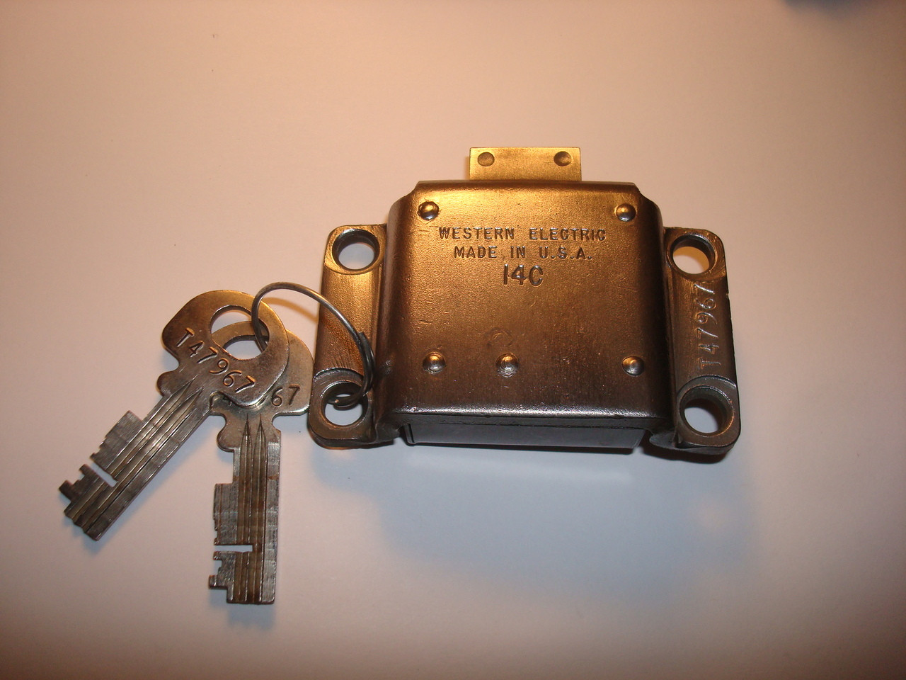 Western Electric 3 slot payphone lock and key #14