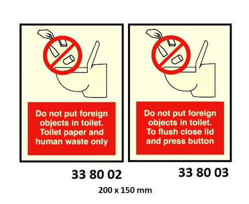 IMPA 338002 Accommodation sign - No foreign objects in toilet 200x150