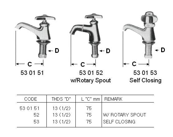 IMPA 530152 LAVATORY FAUCET CHROMED WATERLINE 1/2"-200 MM COLD WITH ...