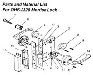 IMPA 490113 CYLINDER MORTISE LOCK WITH LEVER HANDLE OHS-2320