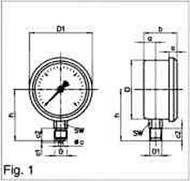 IMPA 653107 PRESSURE GAUGE GLYCERINE FILLED DIA: 63MM G1/4" BOTTOM A ...