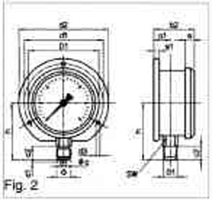 IMPA 653151 PRESSURE GAUGE GLYCERINE FILLED DIA: 63MM G1/4" BOTTOM B ...