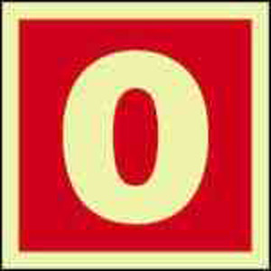 IMPA 336250 Self adhesive Fire equipment sign (red) - Number 0 (15x15)