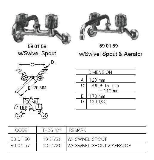 IMPA 530156 SINK FAUCET CHROMED WATERLINE 128-178 MM WITH OVERHEAD ...