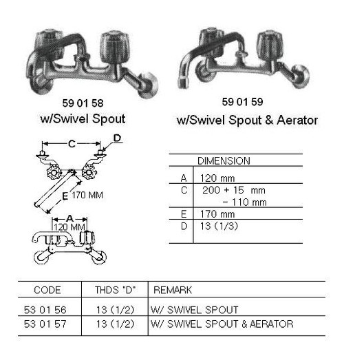 IMPA 530156 SINK FAUCET CHROMED WATERLINE 128-178 MM WITH OVERHEAD ...