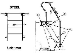 IMPA 232067 BULWARK LADDER ALUMINIUM RAIL ON ONE SIDE