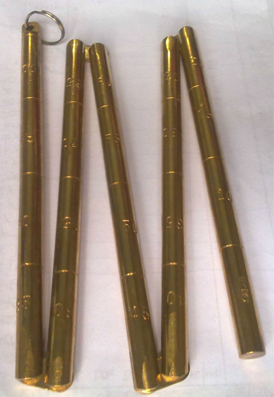 IMPA 370308 SOUNDING ROD BRASS 100cm 5-folded Metric & Inch