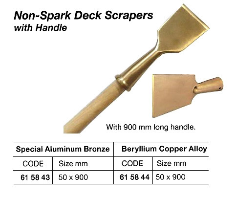 IMPA 615844 DECK SCRAPER WITH HANDLE 50x1500mm BRASS NON-SPARK