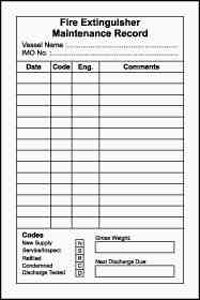 IMPA 332702 Extinguisher inspection card rigid