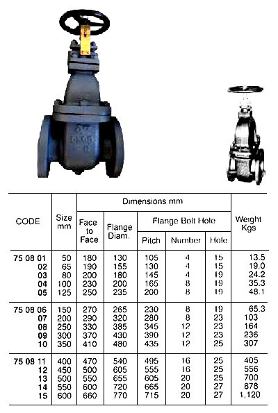 IMPA 750803 GATE VALVE F7363 5K 5K-80 JIS CAST IRON 80 MM 200 MM 180 MM ...