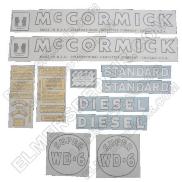 ER- VI154 IH McCormick Farmall Super WD6 Decal Set - Elmer's Repair Inc