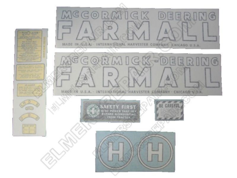 ER- VI121 McCormick-Deering Farmall H Decal Set - Elmer's Repair Inc